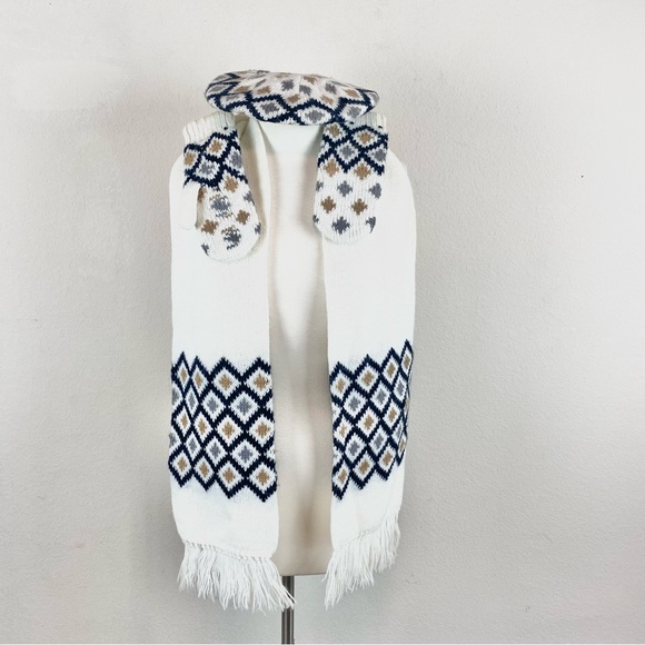 Hansen | Accessories | Vintage Hansen Diamond Pattern Beret Hat Scarf ...